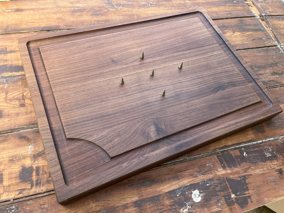 Walnut Carving Board with 5 Spikes – The Chopping Block Shop