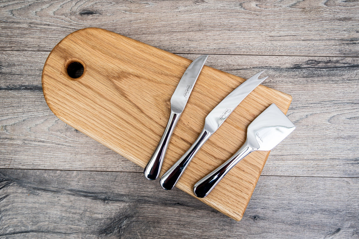 Robert Welch Cheese Chisel and Knife Set with Oak Cheese board – The ...
